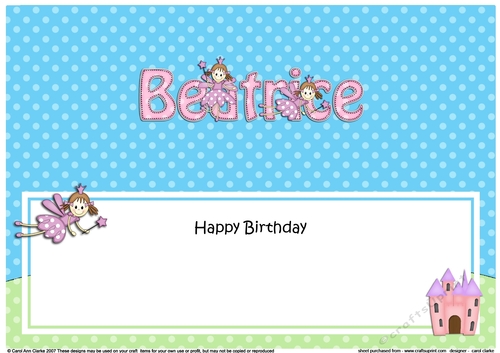 Large DL Happy Birthday BEATRICE insert - CUP863327_359 | Craftsuprint