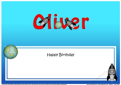 Large DL Happy Birthday OLIVER insert - CUP863334_359 | Craftsuprint