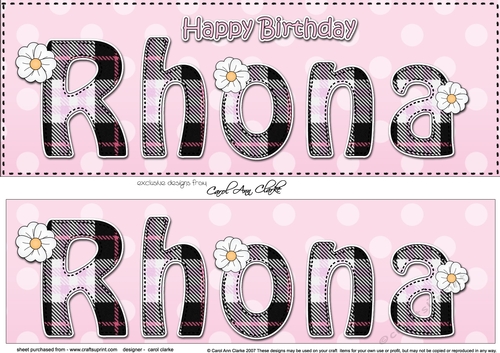 Large DL Happy Birthday RHONA 3D decoupage - CUP864178_359 | Craftsuprint