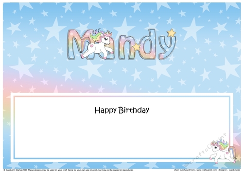 Large DL Happy Birthday MANDY insert - CUP864944_359 | Craftsuprint