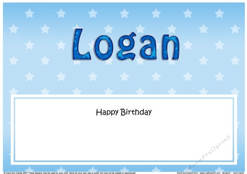 Large DL Happy Birthday LOGAN insert - CUP864949_359 | Craftsuprint