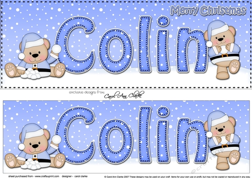 Large DL Merry Christmas COLIN 3D decoupage - CUP865206_359 | Craftsuprint