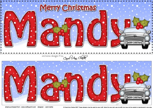 Large DL Merry Christmas MANDY 3D decoupage - CUP865790_359 | Craftsuprint