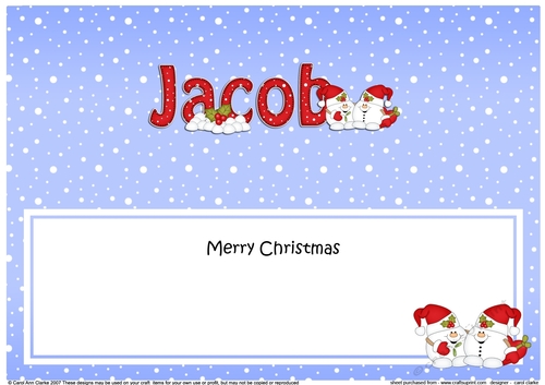 Large DL Merry Christmas JACOB insert - CUP866024_359 | Craftsuprint