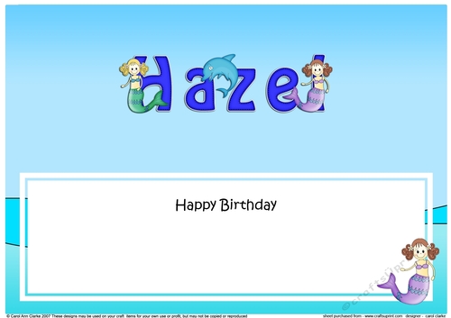 Large DL Happy Birthday HAZEL insert - CUP866075_359 | Craftsuprint