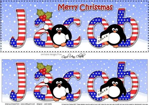 Large DL Merry Christmas JACOB 3D decoupage - CUP868020_359 | Craftsuprint