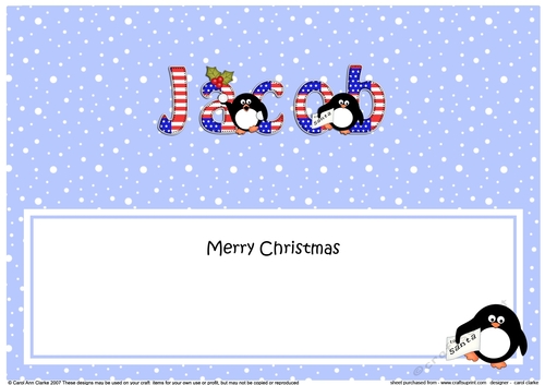 Large DL Merry Christmas JACOB insert - CUP868025_359 | Craftsuprint