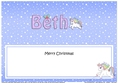 Large DL Merry Christmas BETH insert - CUP872892_359 | Craftsuprint