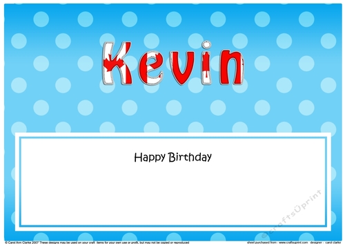 Large DL Happy Birthday KEVIN insert - CUP872907_359 | Craftsuprint