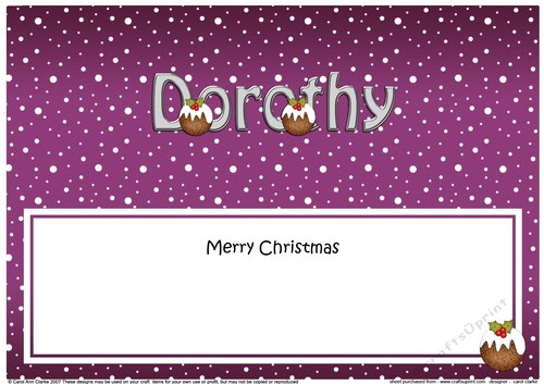 Large DL Merry Christmas DOROTHY insert - CUP873431_359 | Craftsuprint
