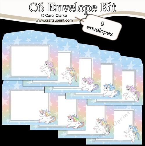 9 x C6 Unicorn envelopes Kit - CUP873443_359 | Craftsuprint