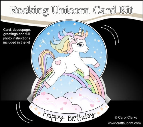 3D Shaped Rocking Card Mini Kit - Cute Little Unicorn Rainbow ...