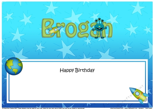 Large DL Happy Birthday BROGAN insert - CUP878515_359 | Craftsuprint