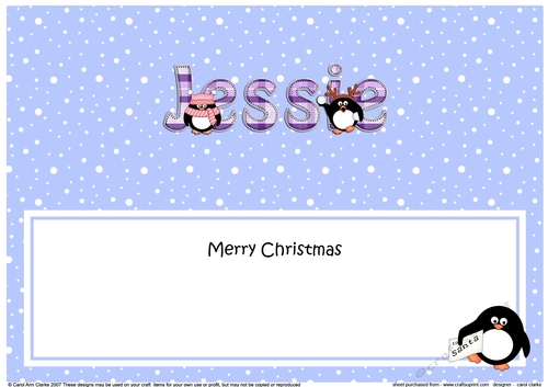 Large DL Merry Christmas JESSIE insert - CUP879103_359 | Craftsuprint