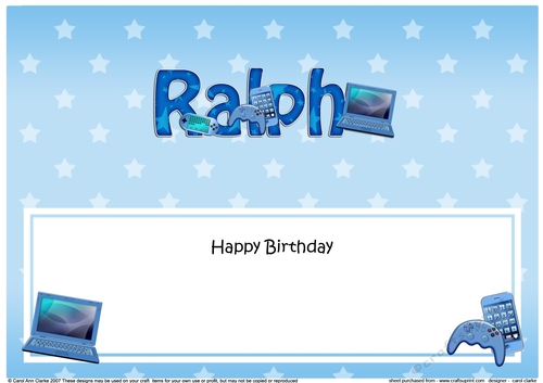 Large DL Happy Birthday RALPH insert - CUP879132_359 | Craftsuprint