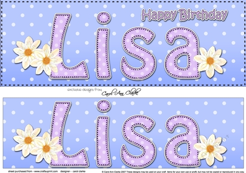 Large DL Happy Birthday LISA 3D decoupage - CUP880491_359 | Craftsuprint