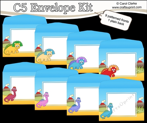 9 x C5 Dinosaur envelopes Kit - CUP880511_359 | Craftsuprint