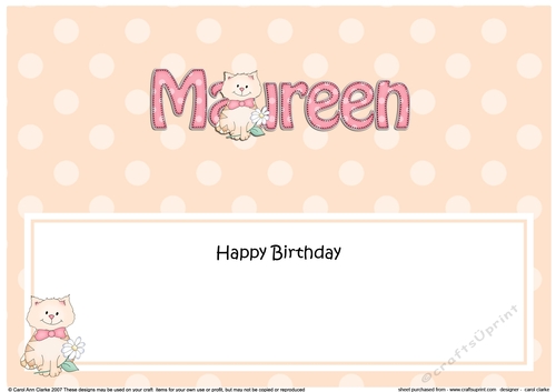 Large DL Happy Birthday MAUREEN insert - CUP881565_359 | Craftsuprint