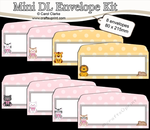 8 Mini Dl (80 x 215mm) Cute Cats Envelope Kit - CUP884537_359 ...