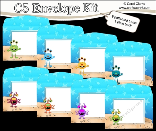 9 x C5 Alien envelopes Kit - CUP884923_359 | Craftsuprint