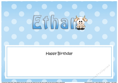 Large DL Happy Birthday ETHAN insert - CUP887198_359 | Craftsuprint