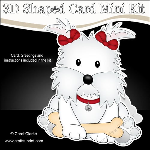 3D Shaped Card Kit - Little Westie Dog Jess - CUP889254_359 | Craftsuprint