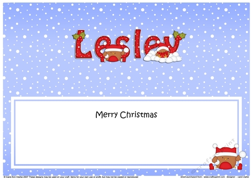 Large DL Merry Christmas LESLEY insert - CUP894690_359 | Craftsuprint
