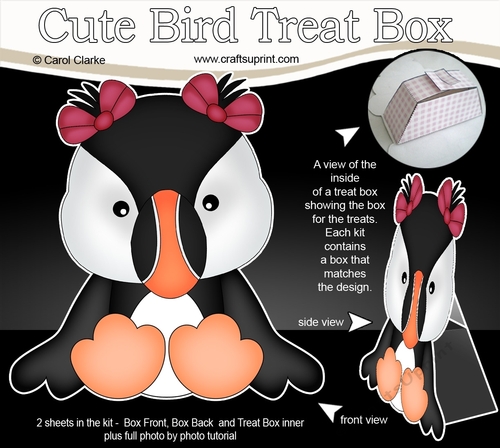 3D Cute Bird Treat Box Gift Set Mini Kit - Cute Little Puffin Minnow ...