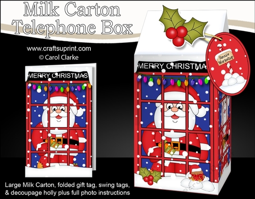 3D Christmas Phone Box Milk Carton Treat Box - Santa - CUP896166_359 ...