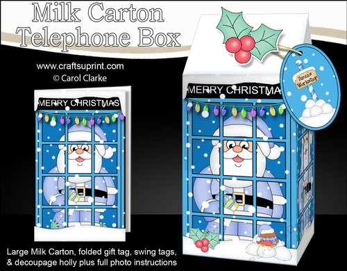 3D Christmas Phone Box Milk Carton Treat Box - Santa - CUP896168_359 ...