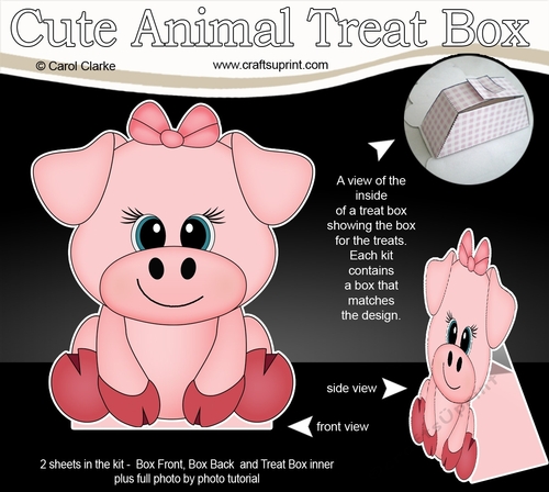 3D Cute Animal Treat Box Gift Set Mini Kit - Cute Little Zoe Piggy ...
