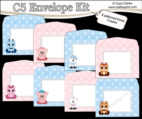 8 x C5 Cute Animal envelopes Kit - CUP897572_359 | Craftsuprint