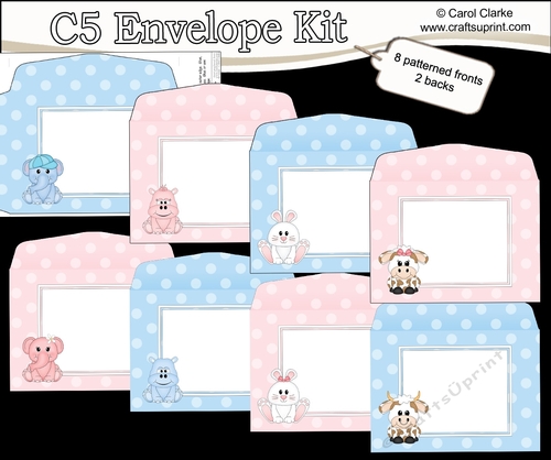 8 x C5 Cute Animal envelopes Kit - CUP897573_359 | Craftsuprint