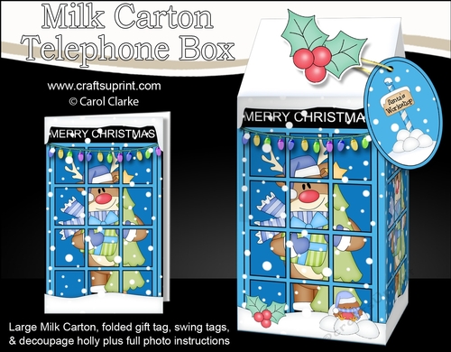 3D Christmas Phone Box Milk Carton Treat Box - Rudolph - CUP897807_359 ...