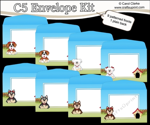 9 x C5 Dog envelopes Kit - CUP898484_359 | Craftsuprint
