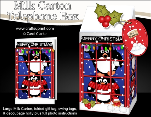 3D Christmas Phone Box Milk Carton Treat Box - Pip Penguin - CUP901166 ...