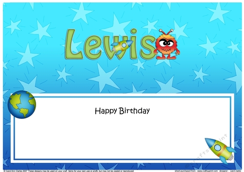 Large DL Happy Birthday LEWIS insert - CUP902100_359 | Craftsuprint