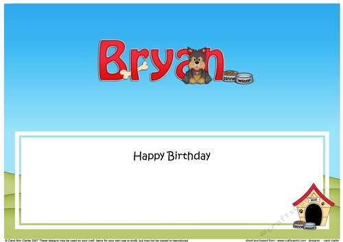 Large DL Happy Birthday BRYAN insert - CUP902101_359 | Craftsuprint