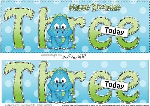 Large DL Happy Birthday THREE TODAY 3D decoupage - CUP903627_359 ...