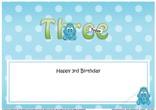 Large DL Happy Birthday THREE TODAY insert - CUP903633_359 | Craftsuprint