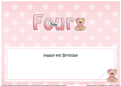 Large DL Happy Birthday FOUR TODAY insert - CUP903634_359 | Craftsuprint