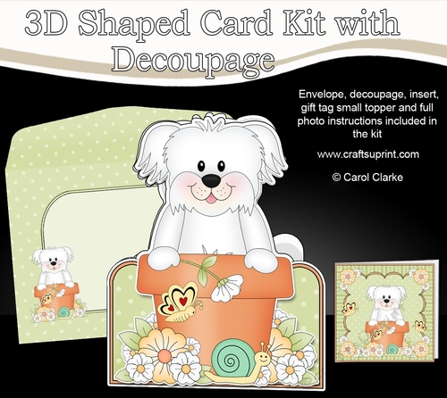 3D Shaped Card Kit - Flowerpot Friends - Little Bichon Frise Dog Maxie ...