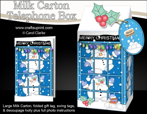 3D Christmas Phone Box Milk Carton Treat Box - Snowball Sam - CUP904280 ...
