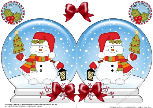 Christmas Snow Globe Shaped Card - Snowman Oli has an Xmas Tree ...