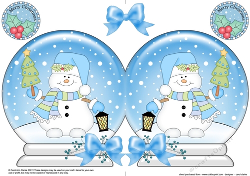 Christmas Snow Globe Shaped Card - Snowman Oli has an Xmas Tree ...