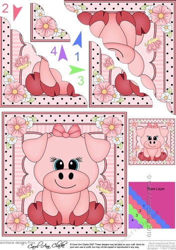 Cute Little Pig Scalloped Corner Stacker - CUP906845_359 | Craftsuprint