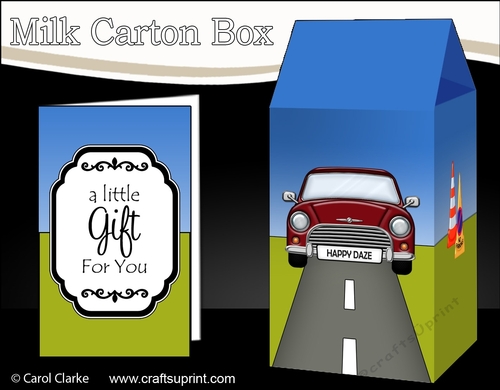 3D Milk Carton Treat Box - Red Mini Car - CUP921083_359 | Craftsuprint