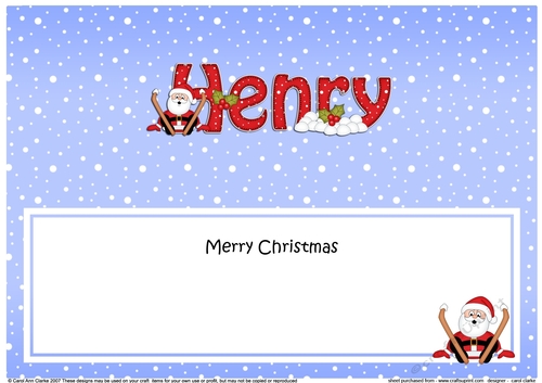 Large DL Merry Christmas HENRY insert - CUP922646_359 | Craftsuprint
