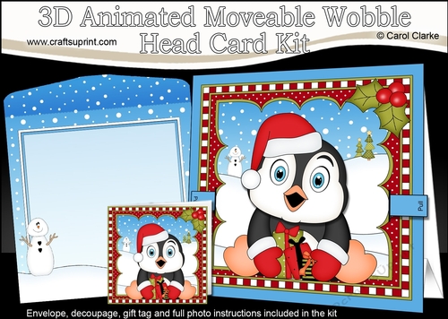 3D Animated Christmas Moveable Wobble Head Card Kit - Penguin has lots ...