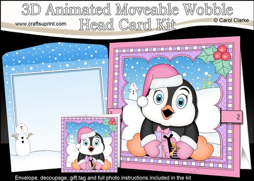 3D Animated Christmas Moveable Wobble Head Card Kit - Penguin has lots ...